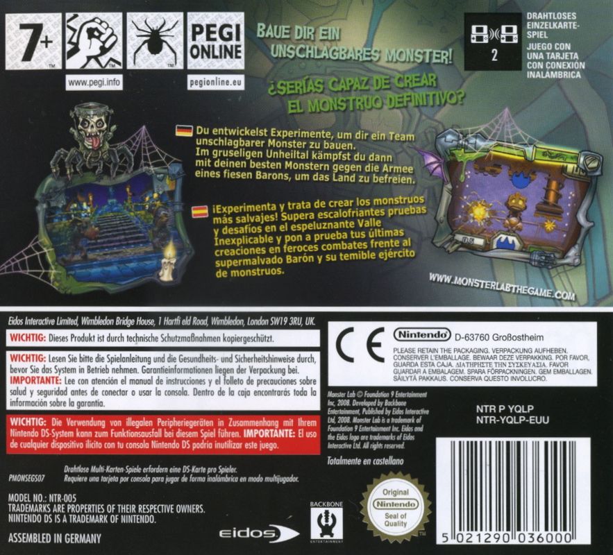 Monster Lab cover or packaging material - MobyGames