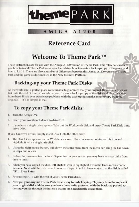 Theme Park cover or packaging material - MobyGames