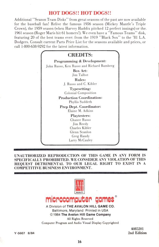 Computer Statis Pro Baseball cover or packaging material - MobyGames