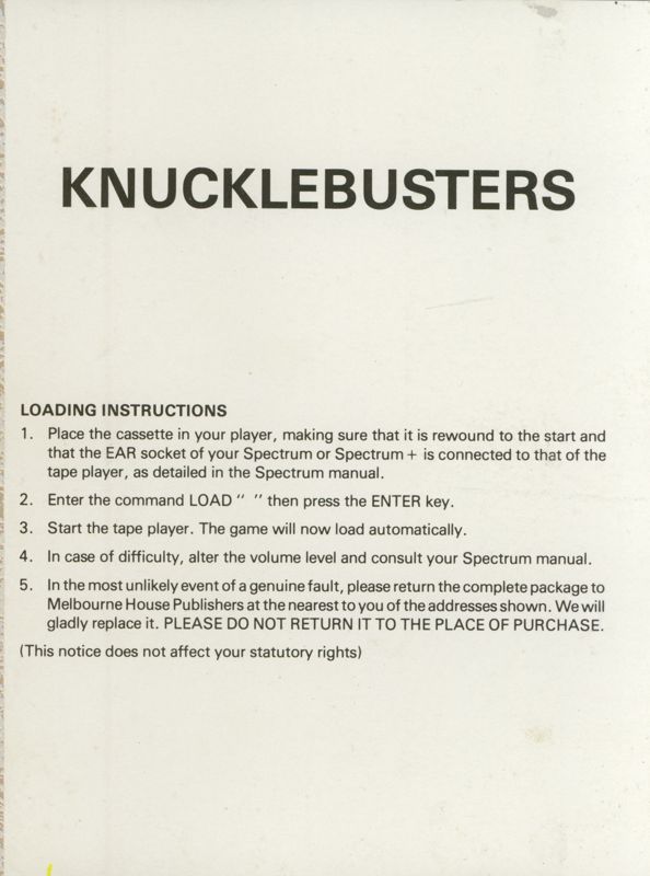Knuckle Busters cover or packaging material - MobyGames