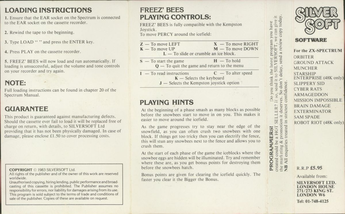 Freez' Bees cover or packaging material - MobyGames