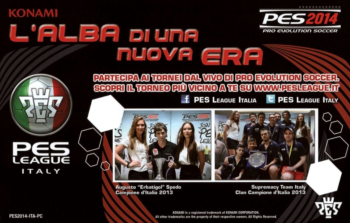 PES 2014: Pro Evolution Soccer cover or packaging material - MobyGames