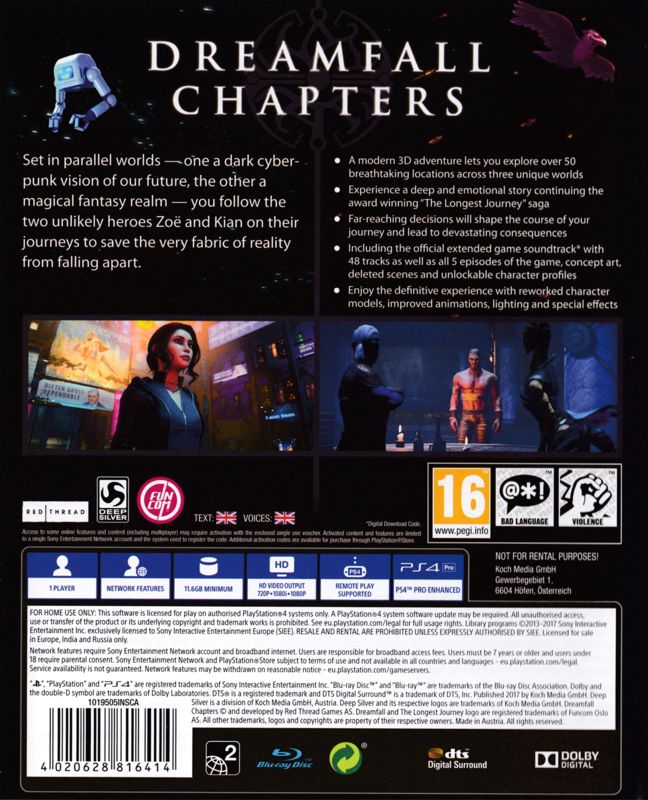 Dreamfall Chapters cover or packaging material - MobyGames