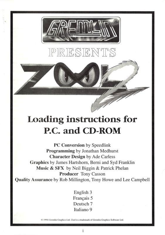 Zool 2 cover or packaging material - MobyGames