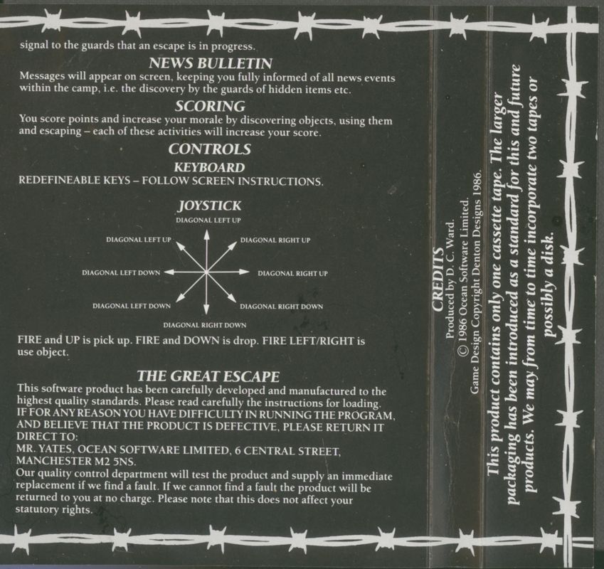 The Great Escape cover or packaging material - MobyGames