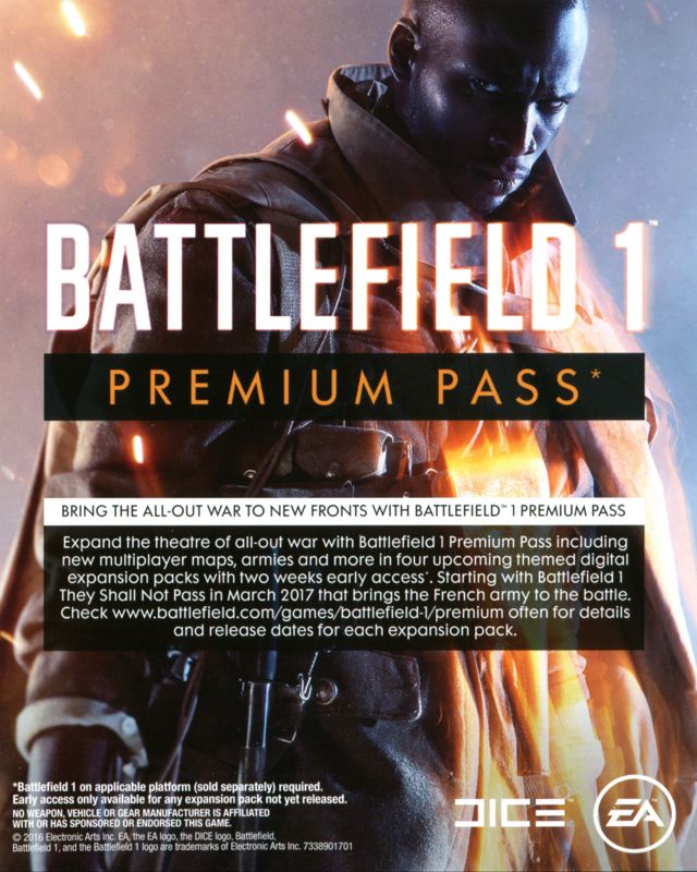 Battlefield 1 cover or packaging material - MobyGames