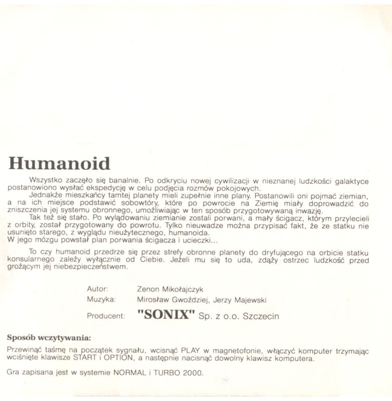 Humanoid cover or packaging material - MobyGames
