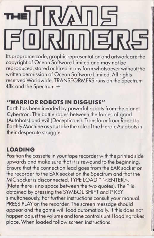 The Transformers cover or packaging material - MobyGames