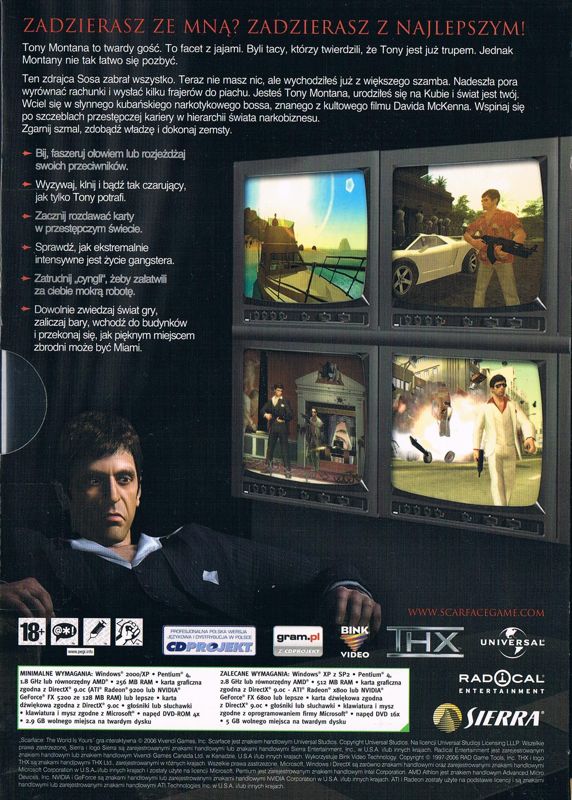 Scarface: The World Is Yours cover or packaging material - MobyGames