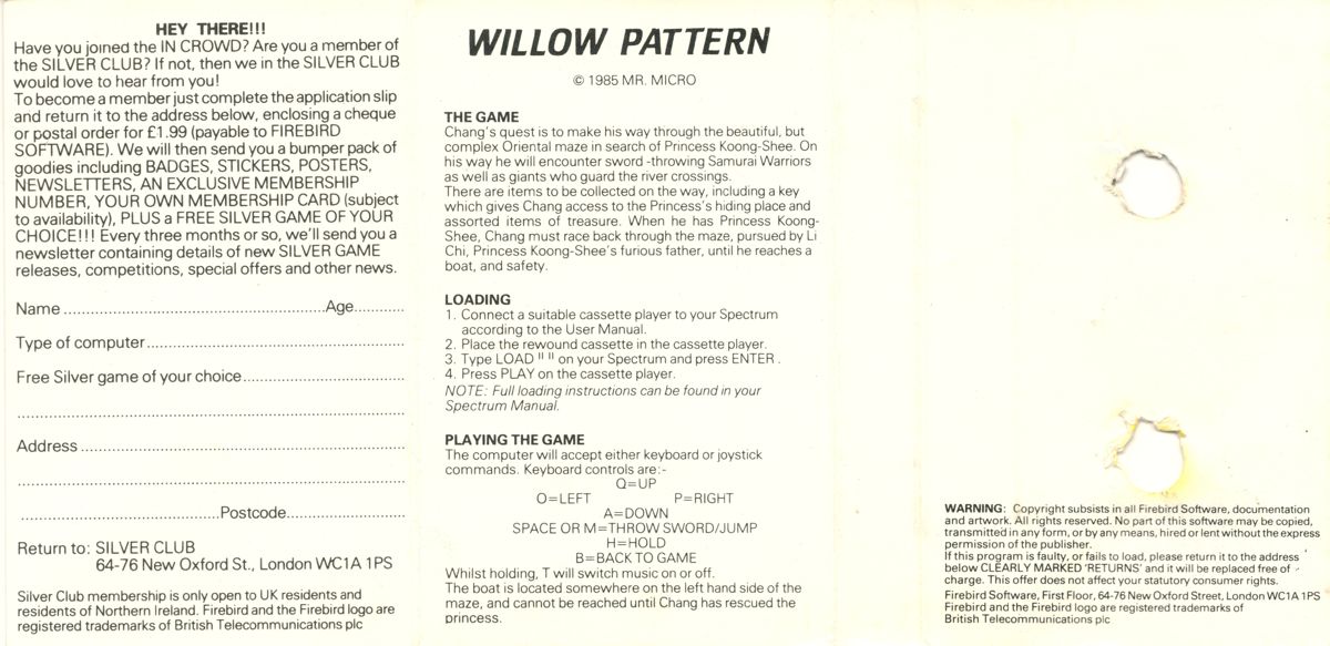 Willow Pattern cover or packaging material - MobyGames