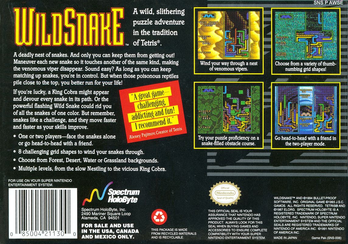 WildSnake cover or packaging material - MobyGames