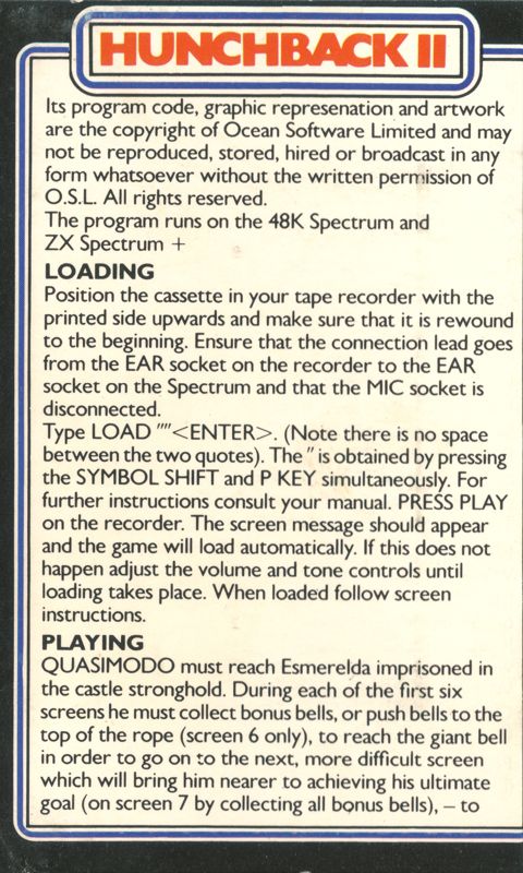 Hunchback II: Quasimodo's Revenge cover or packaging material - MobyGames