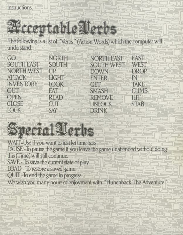 Hunchback: The Adventure cover or packaging material - MobyGames