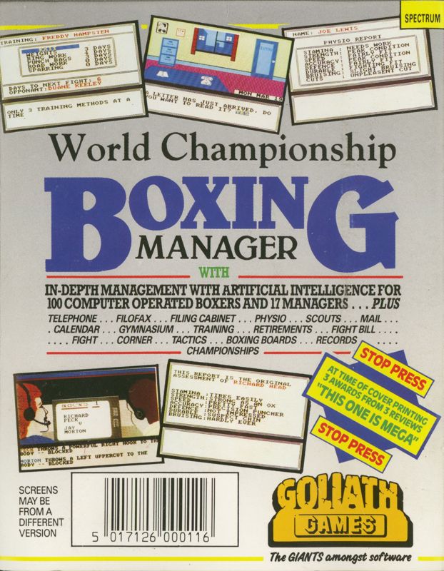 World Championship Boxing Manager cover or packaging material - MobyGames
