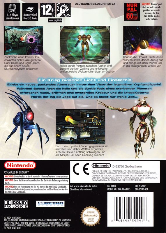 Metroid Prime 2: Echoes cover or packaging material - MobyGames