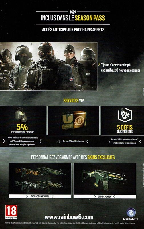 Tom Clancy's Rainbow Six: Siege cover or packaging material - MobyGames