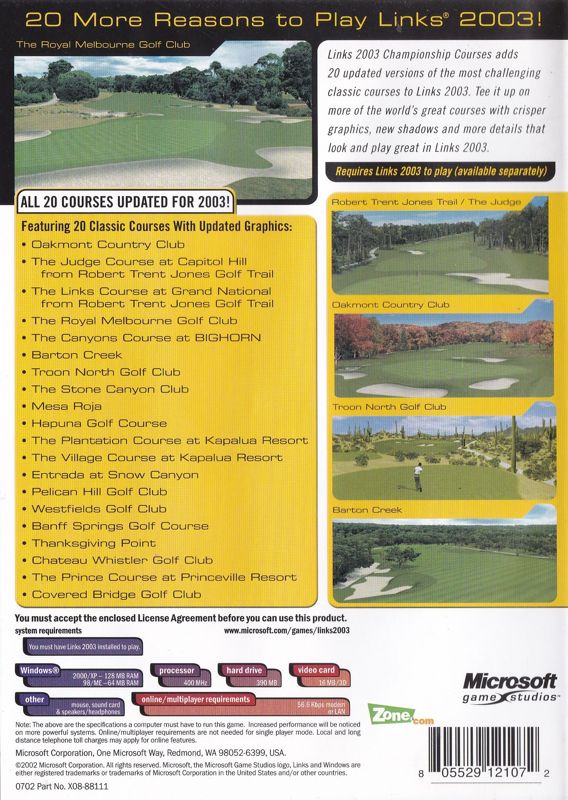 Links 2003: Championship Courses cover or packaging material - MobyGames