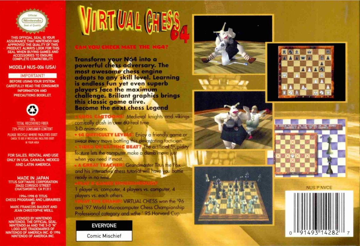 Virtual Chess 64 cover or packaging material - MobyGames
