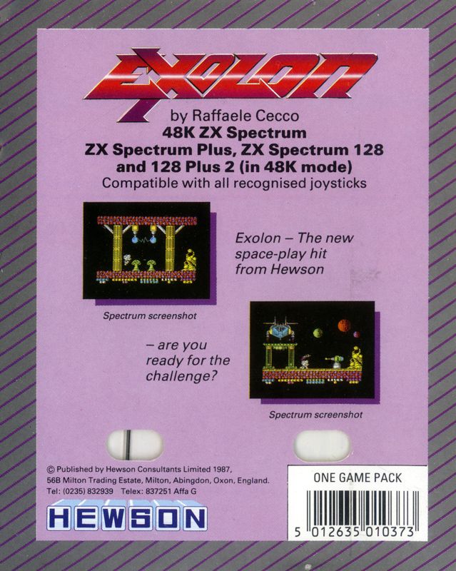 Exolon cover or packaging material - MobyGames