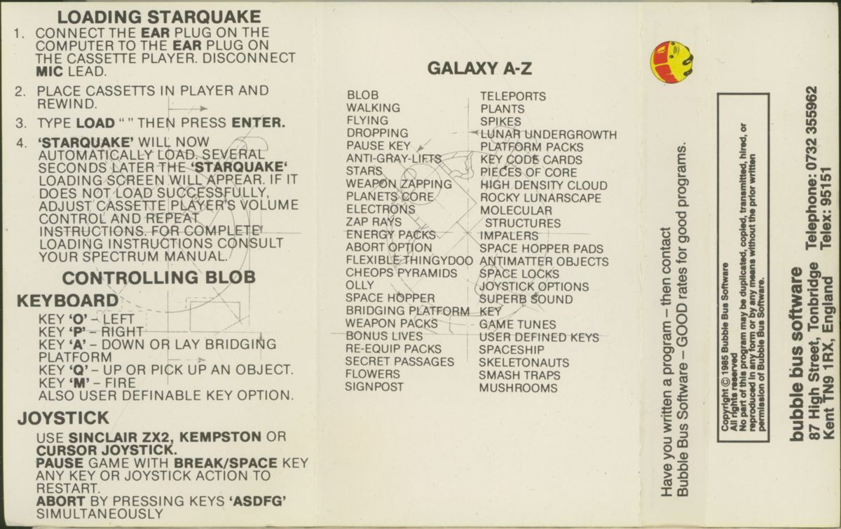 Starquake cover or packaging material - MobyGames