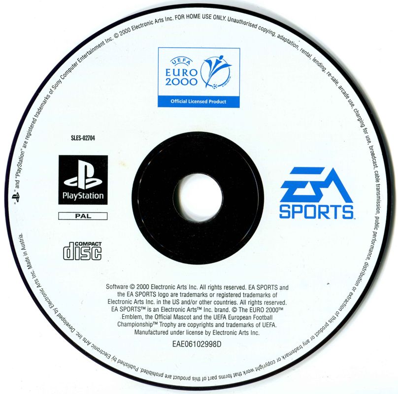 UEFA Euro 2000 cover or packaging material - MobyGames