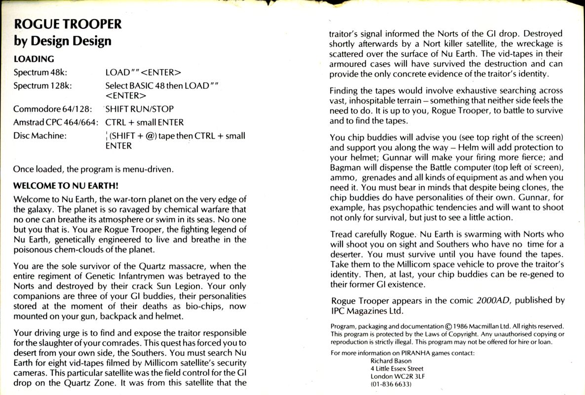 Rogue Trooper cover or packaging material - MobyGames