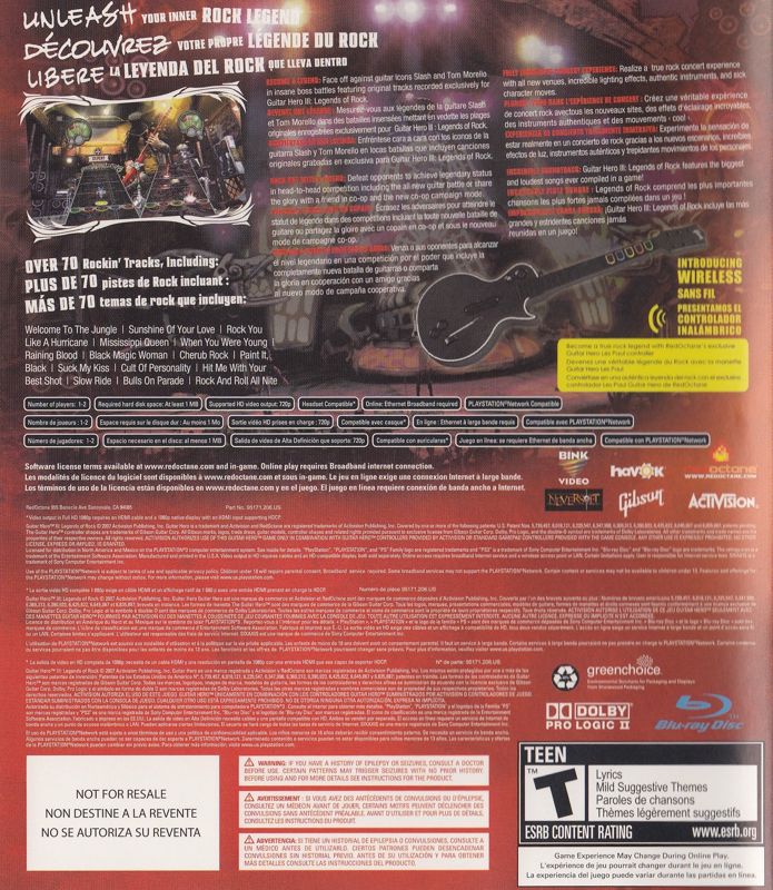 Guitar Hero III: Legends of Rock cover or packaging material - MobyGames