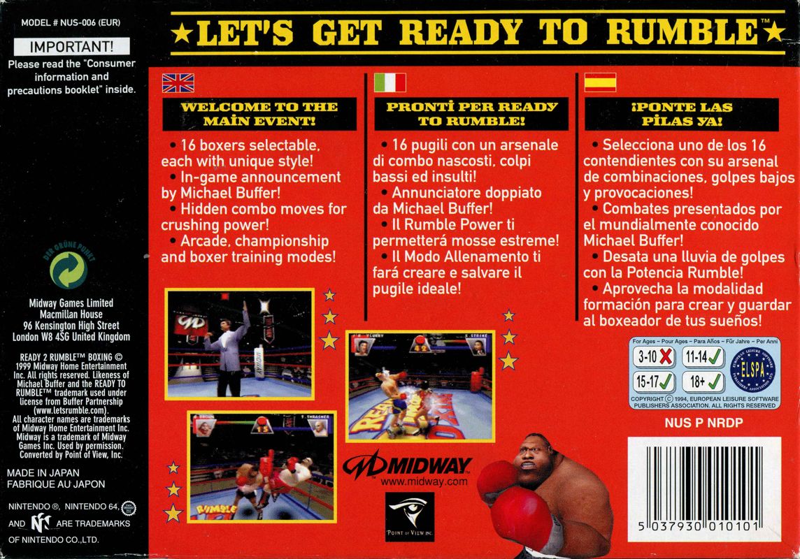 Ready 2 Rumble Boxing cover or packaging material - MobyGames