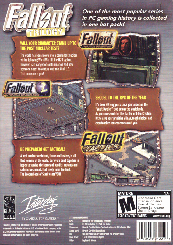 Fallout: Trilogy cover or packaging material - MobyGames