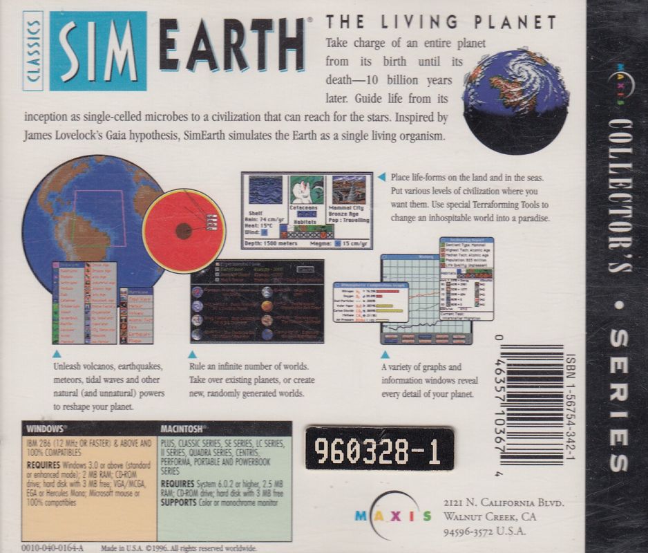 SimEarth: The Living Planet cover or packaging material - MobyGames