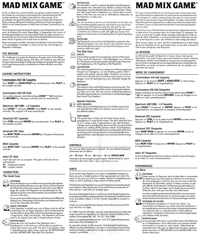 Mad Mix Game cover or packaging material - MobyGames