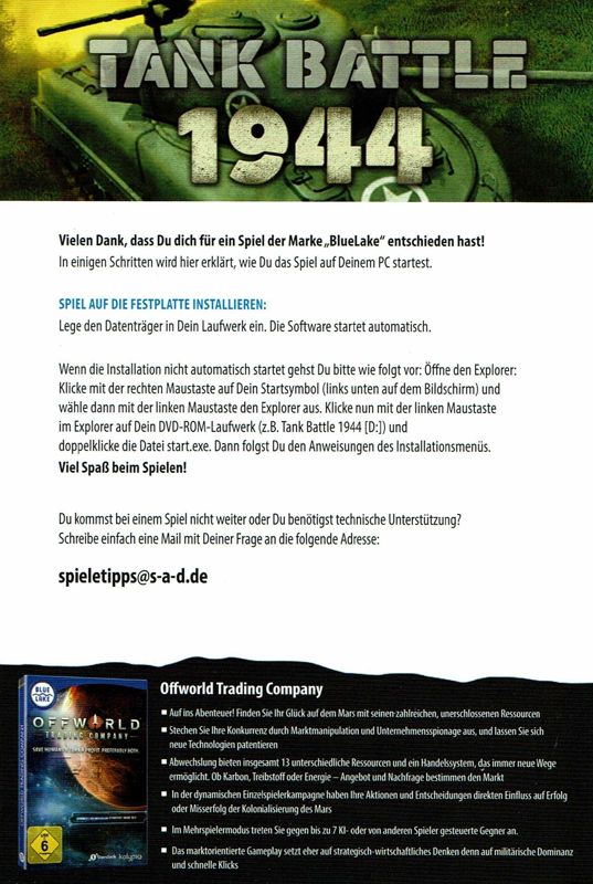 Tank Battle: 1944 cover or packaging material - MobyGames