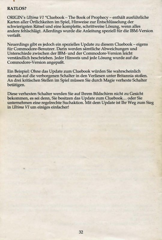 Ultima VI: The False Prophet cover or packaging material - MobyGames