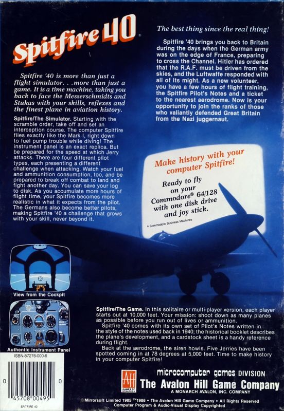 Spitfire '40 cover or packaging material - MobyGames