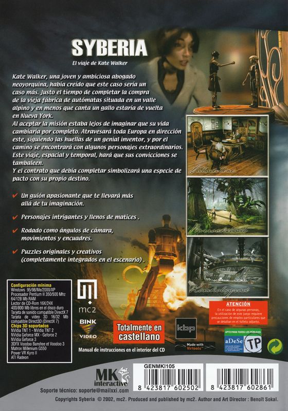 Syberia cover or packaging material - MobyGames