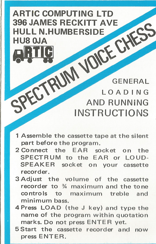 Spectrum Voice Chess cover or packaging material - MobyGames