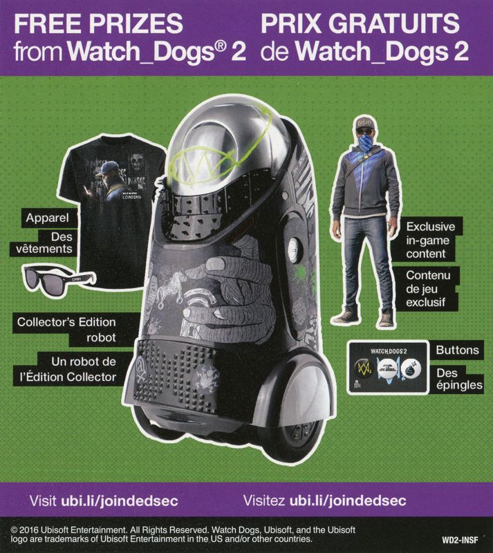 Watch_Dogs 2 cover or packaging material - MobyGames