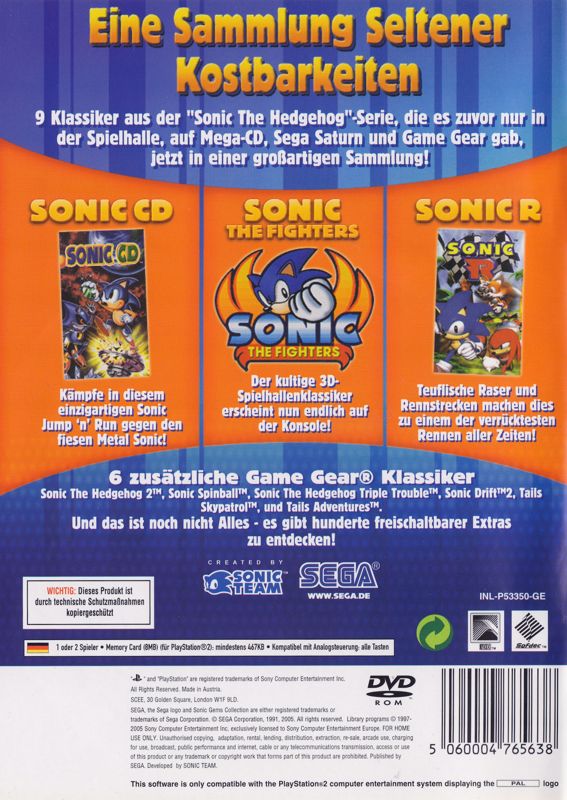 Sonic Gems Collection cover or packaging material - MobyGames