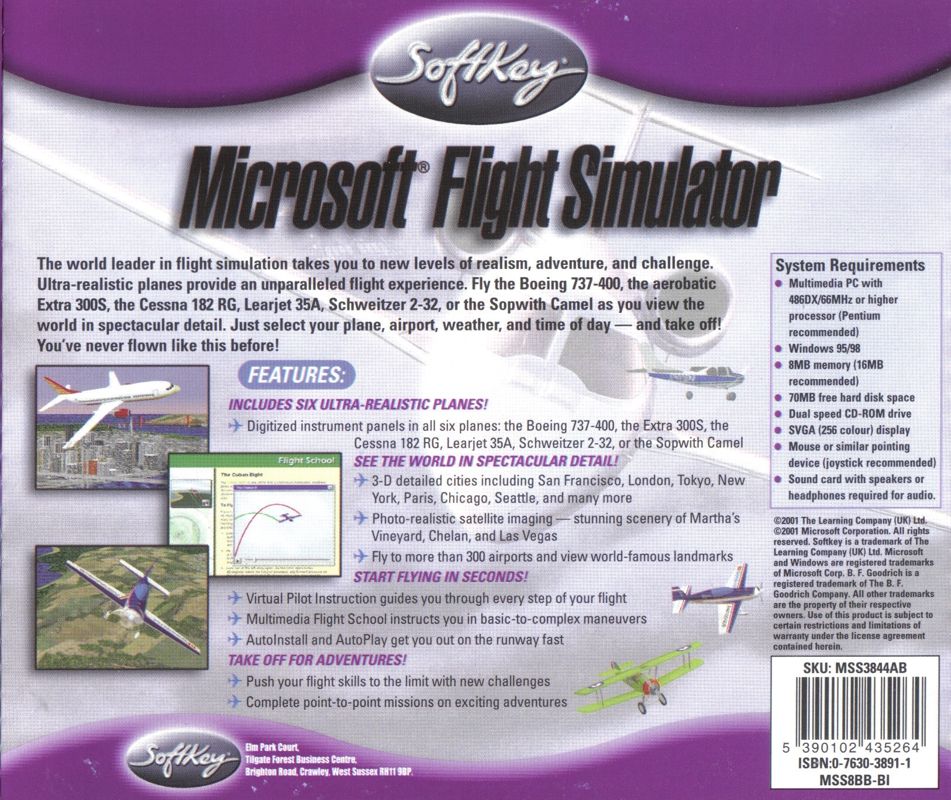 Microsoft Flight Simulator for Windows 95 cover or packaging material ...