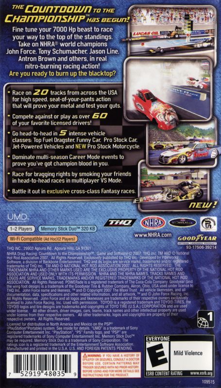 NHRA Drag Racing: Countdown to the Championship cover or packaging ...