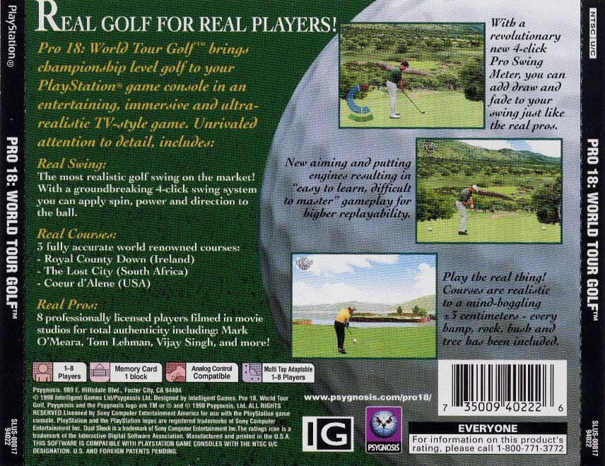 Pro 18 World Tour Golf cover or packaging material - MobyGames