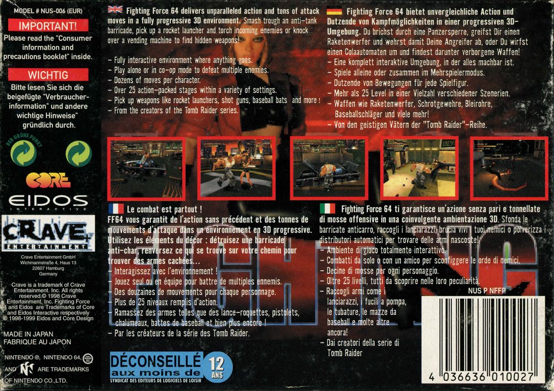 Fighting Force cover or packaging material - MobyGames