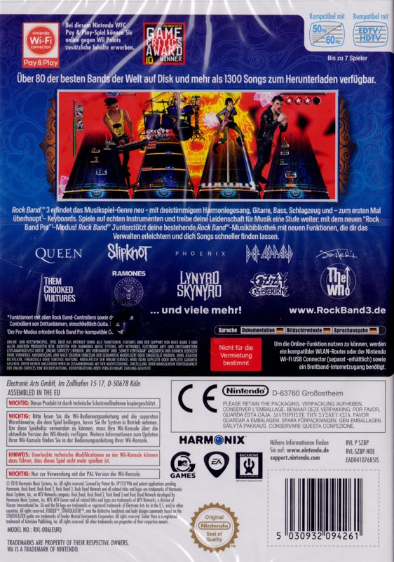 Rock Band 3 cover or packaging material - MobyGames