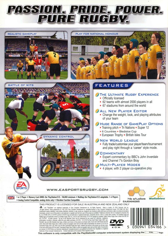 Rugby 2004 cover or packaging material - MobyGames