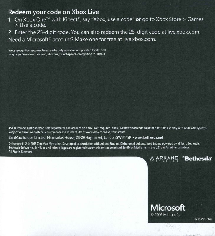 Dishonored 2 cover or packaging material - MobyGames