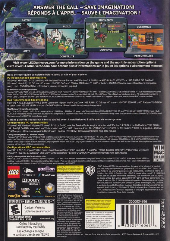 LEGO Universe cover or packaging material - MobyGames
