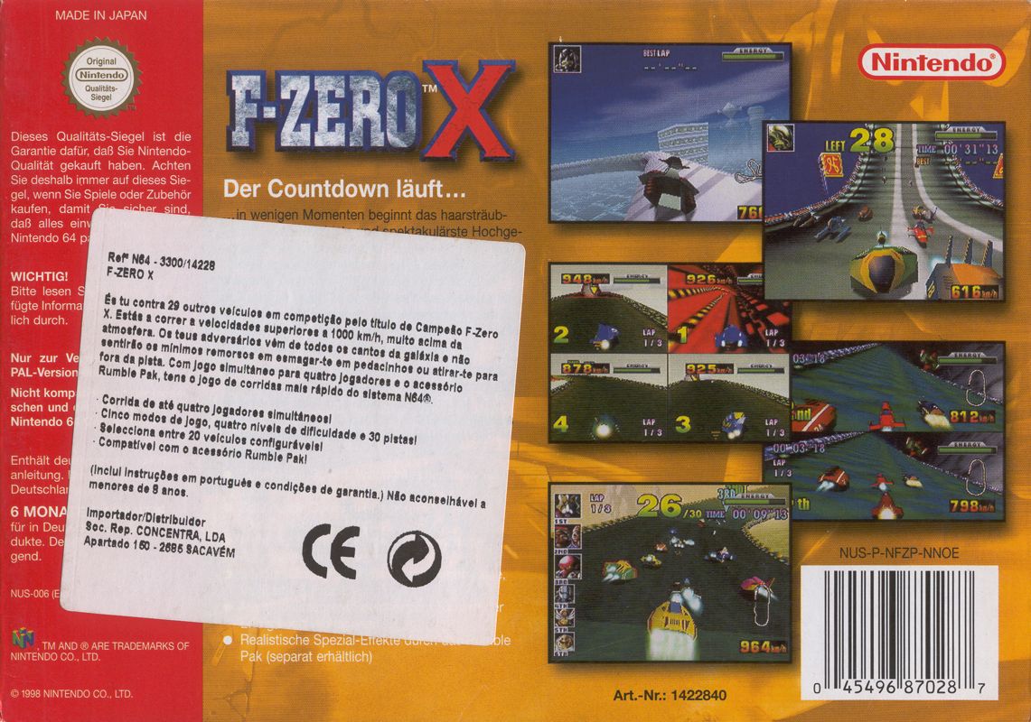 F-Zero X cover or packaging material - MobyGames
