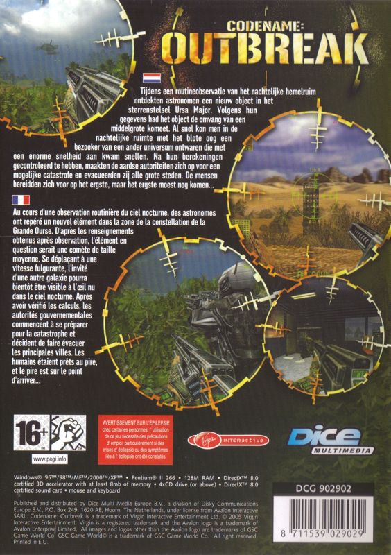 Codename: Outbreak cover or packaging material - MobyGames