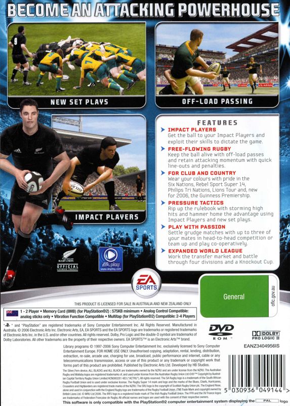 Rugby 06 cover or packaging material - MobyGames