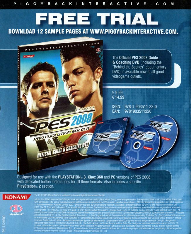 PES 2008: Pro Evolution Soccer cover or packaging material - MobyGames